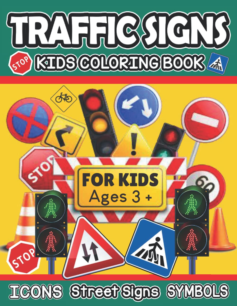 Buy Traffic signs Kids coloring book For kids Ages 3+ Icons, street ...