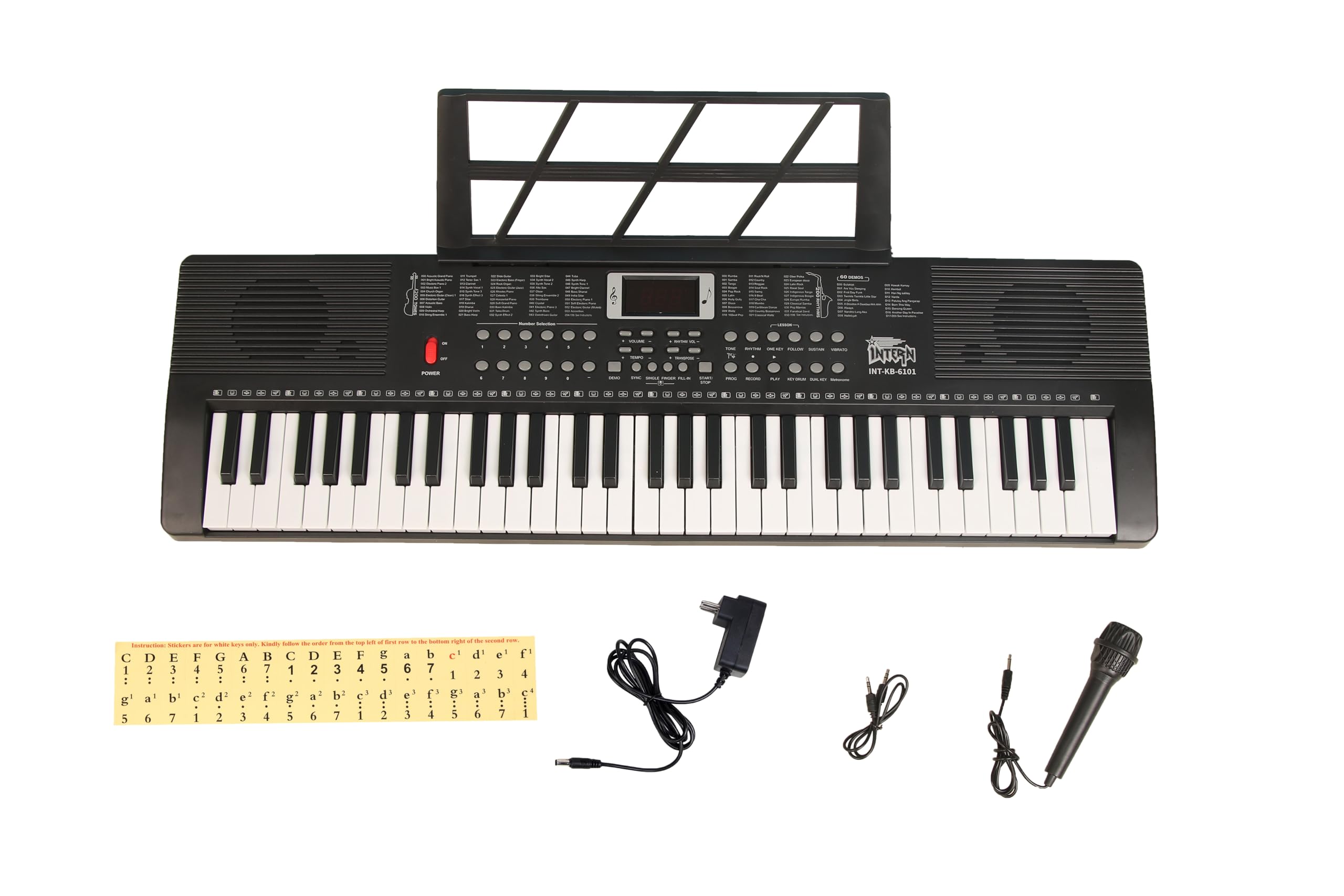 Intern INT-KB-6101, 61 Keys Touch Response Portable Piano Keyboard with ...