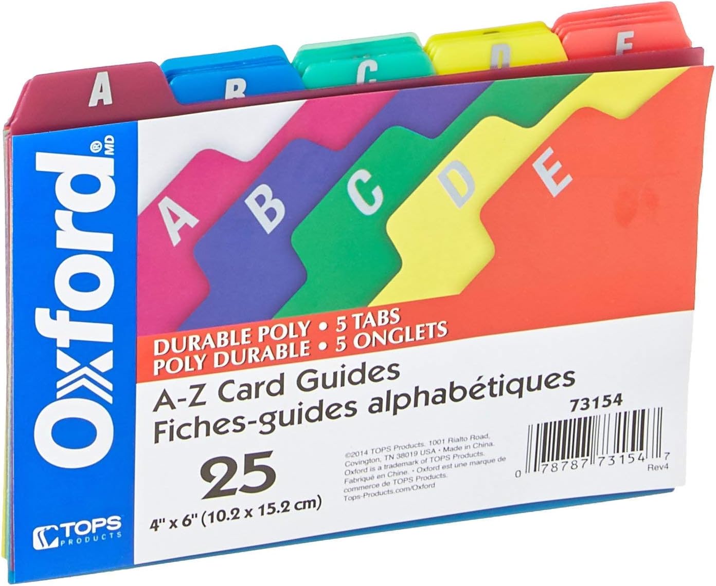 Amazon.com : Oxford Poly Index Card Guides, Alphabetical, A-Z, Assorted ...