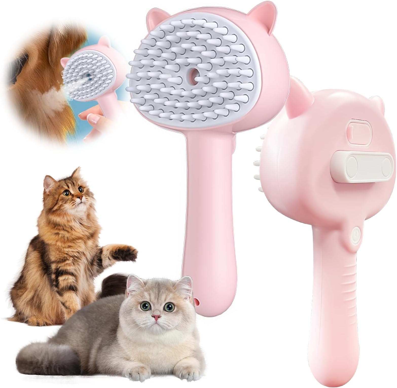 Amazon.com: Cat Steam Brush, Self Cleaning Pet Spray Hair Removal Comb ...