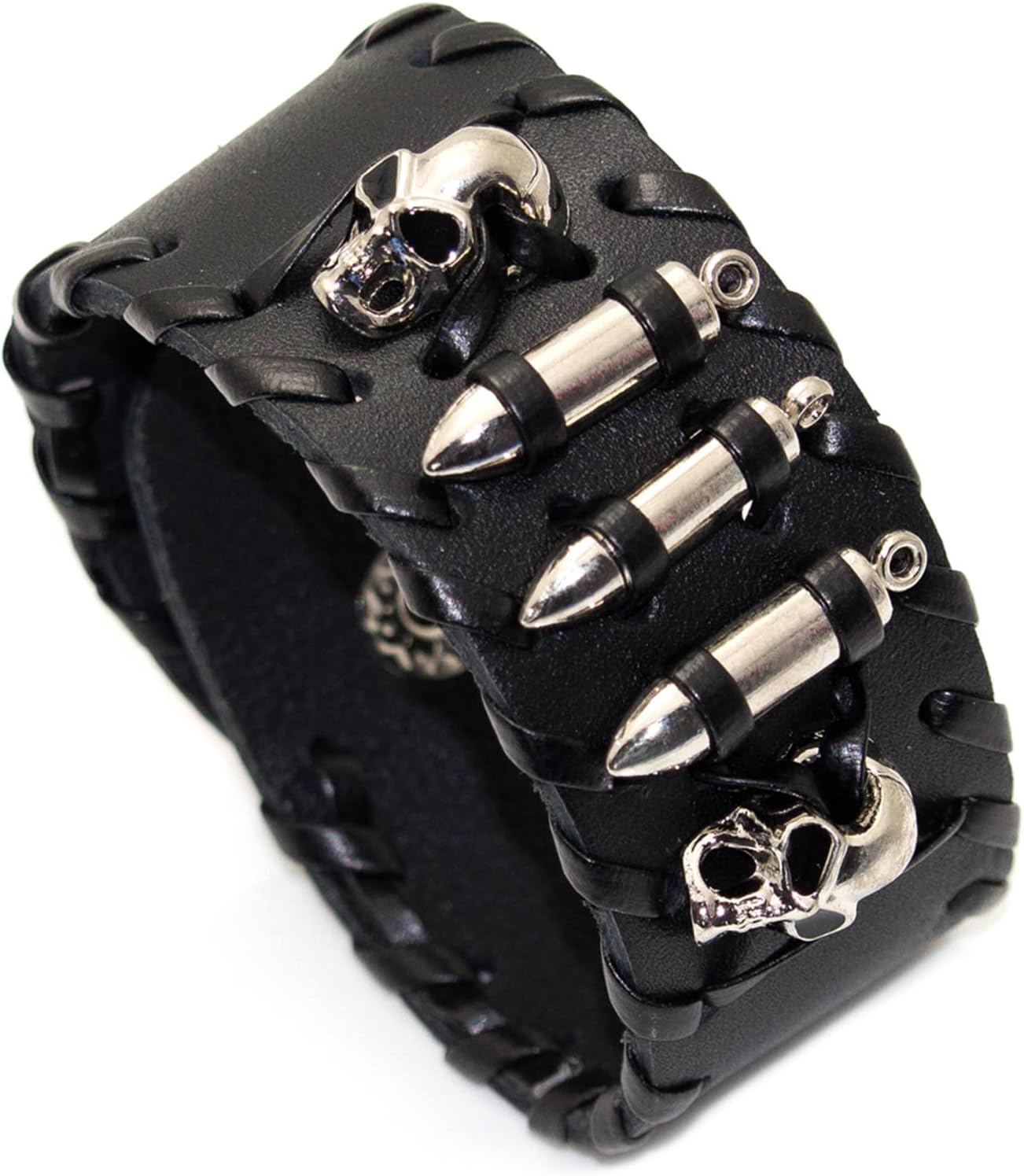 Amazon.com: Balaijor Punk Rock Alloy Skull Head Braided Leather ...