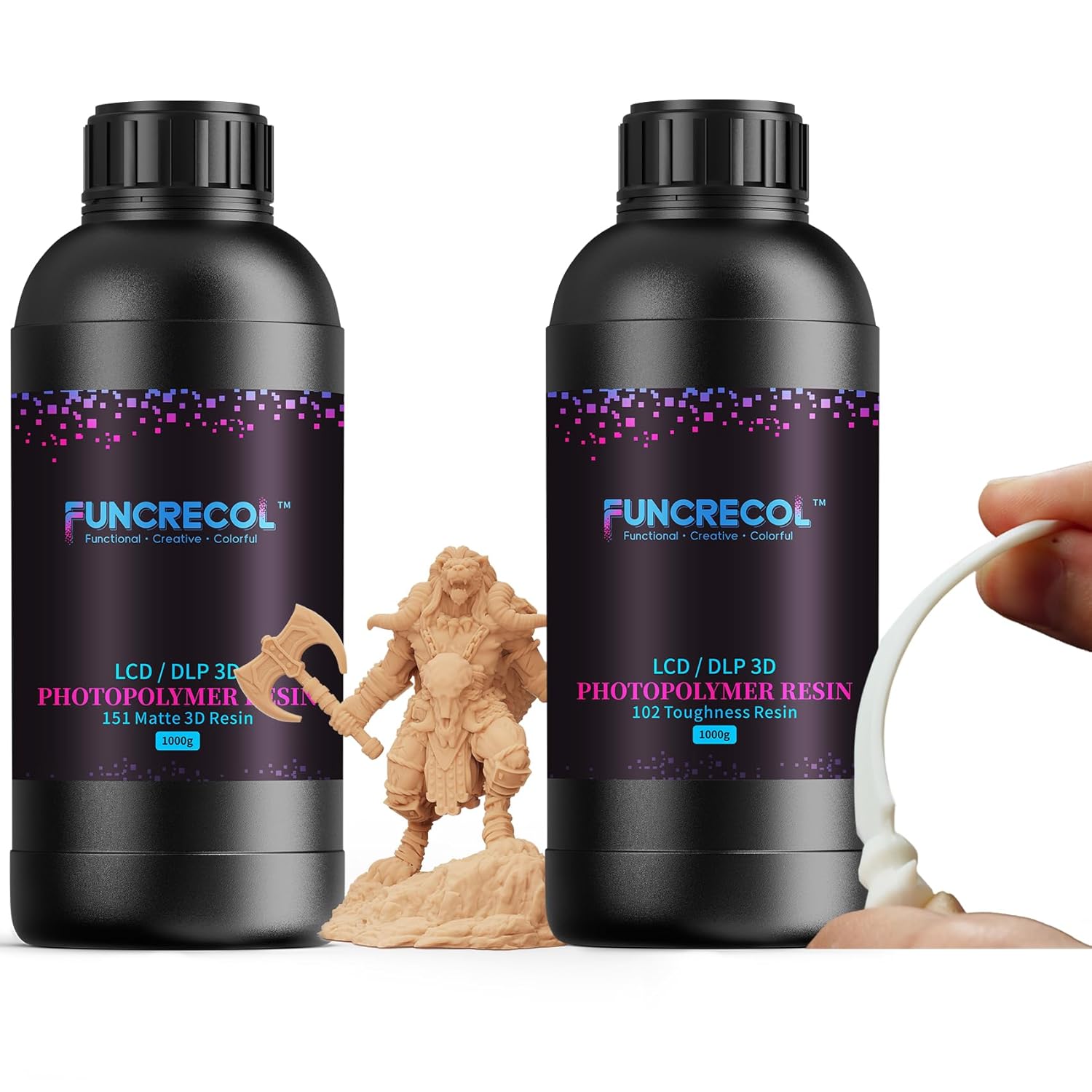 Amazon.com: FUNCRECOL 2KG 3D Printing Resin, 1KG Skin Matte Resin and ...