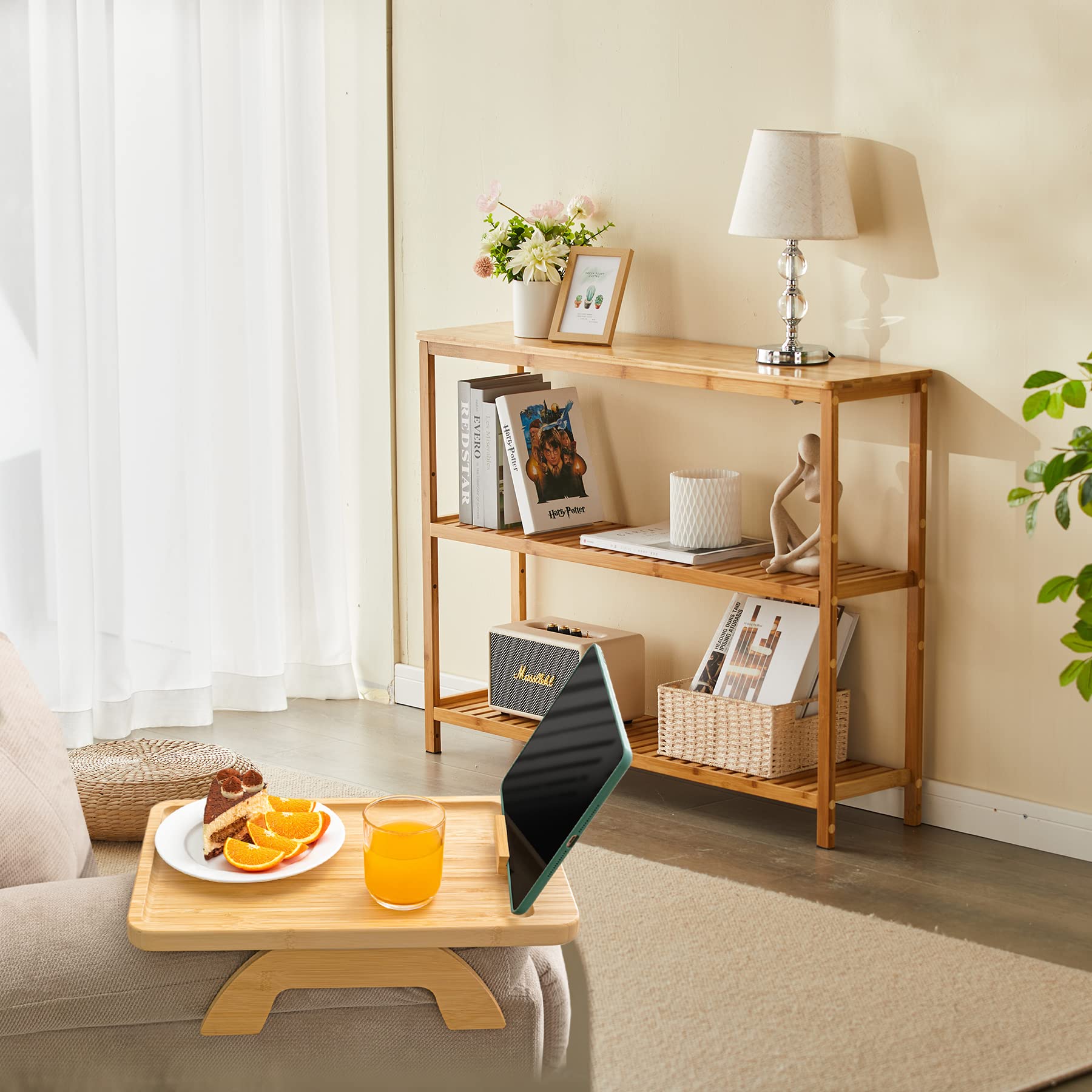 Amazon.com: SINWANT Narrow Console Talbe, Couch Arm Table Tray, 3 Tier ...
