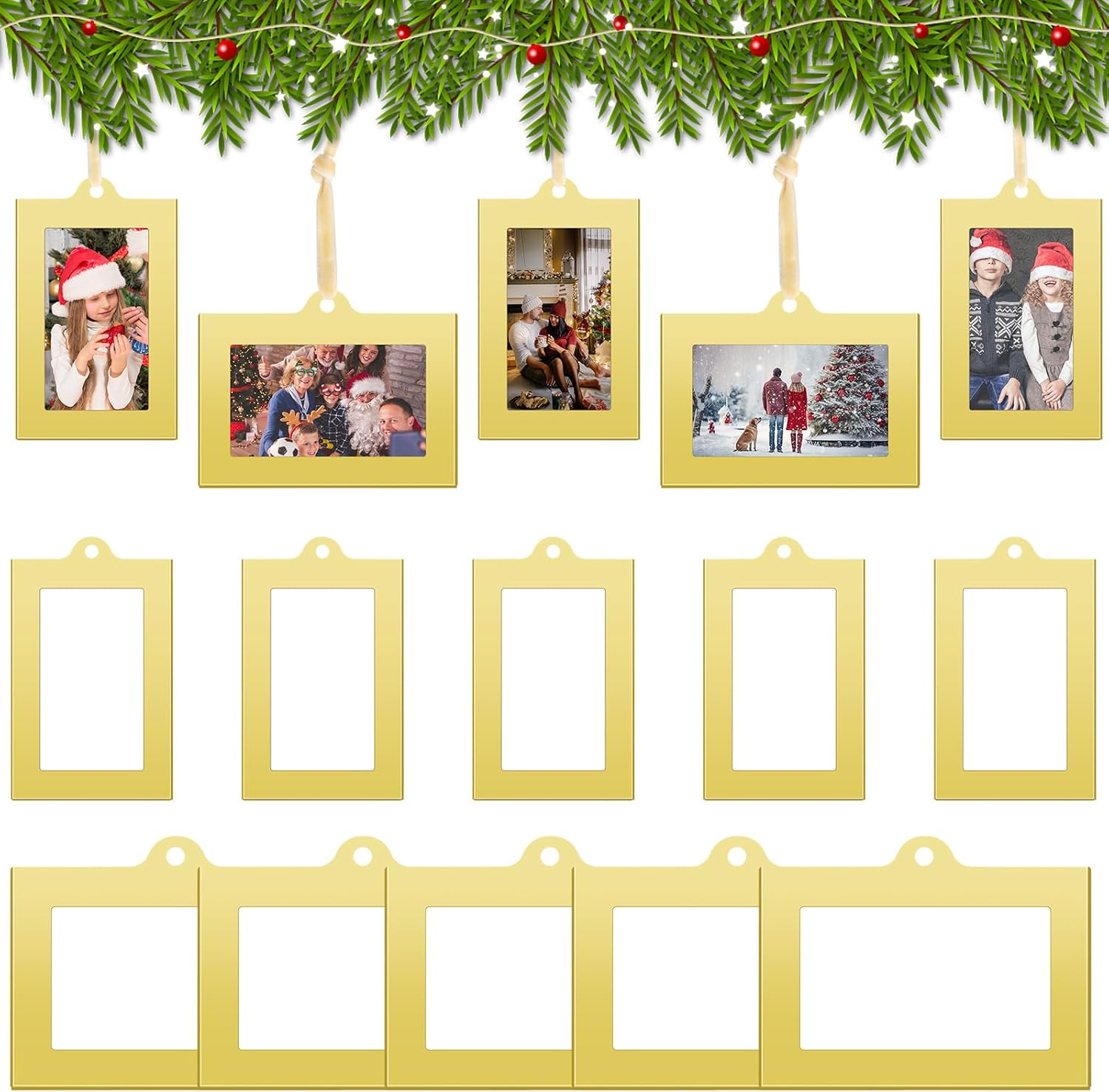 Amazon.com - Barydat 10 Pcs Metal Christmas Picture Frame Ornaments ...