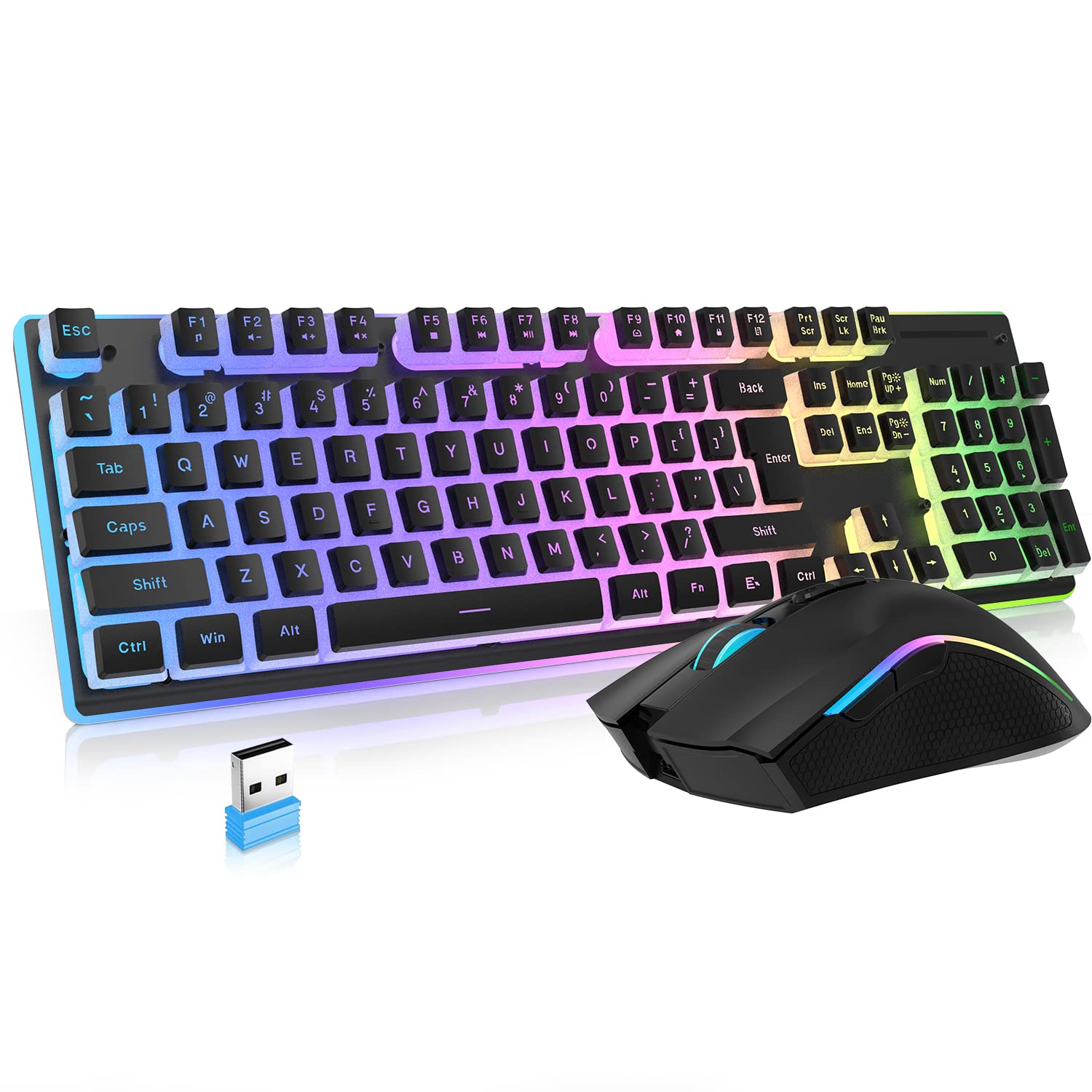 FELICON Wireless Gaming Keyboard and Mouse Combo, RGB Backlit Gaming ...