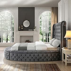 Amazon.com: Woodpecker's Inc Elizabeth Upholstered Velvet Round Storage ...
