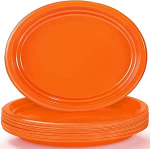 Amazon.com: BONSINY 50 Count Orange Plastic Plates Disposable 10" x 12 ...