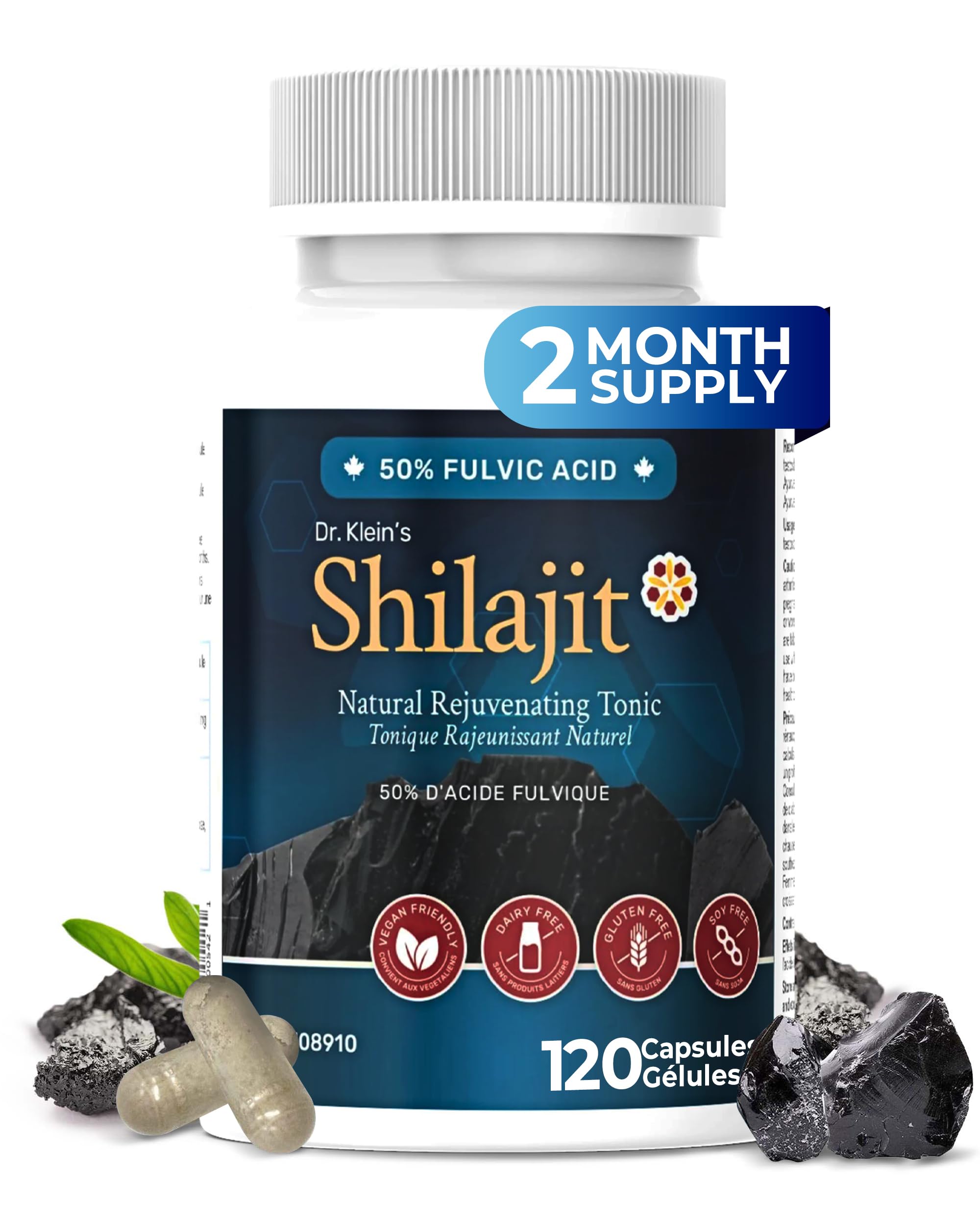 Dr. Klein's Natural Shilajit for Men & Women. 500mg daily dose. 50% ...