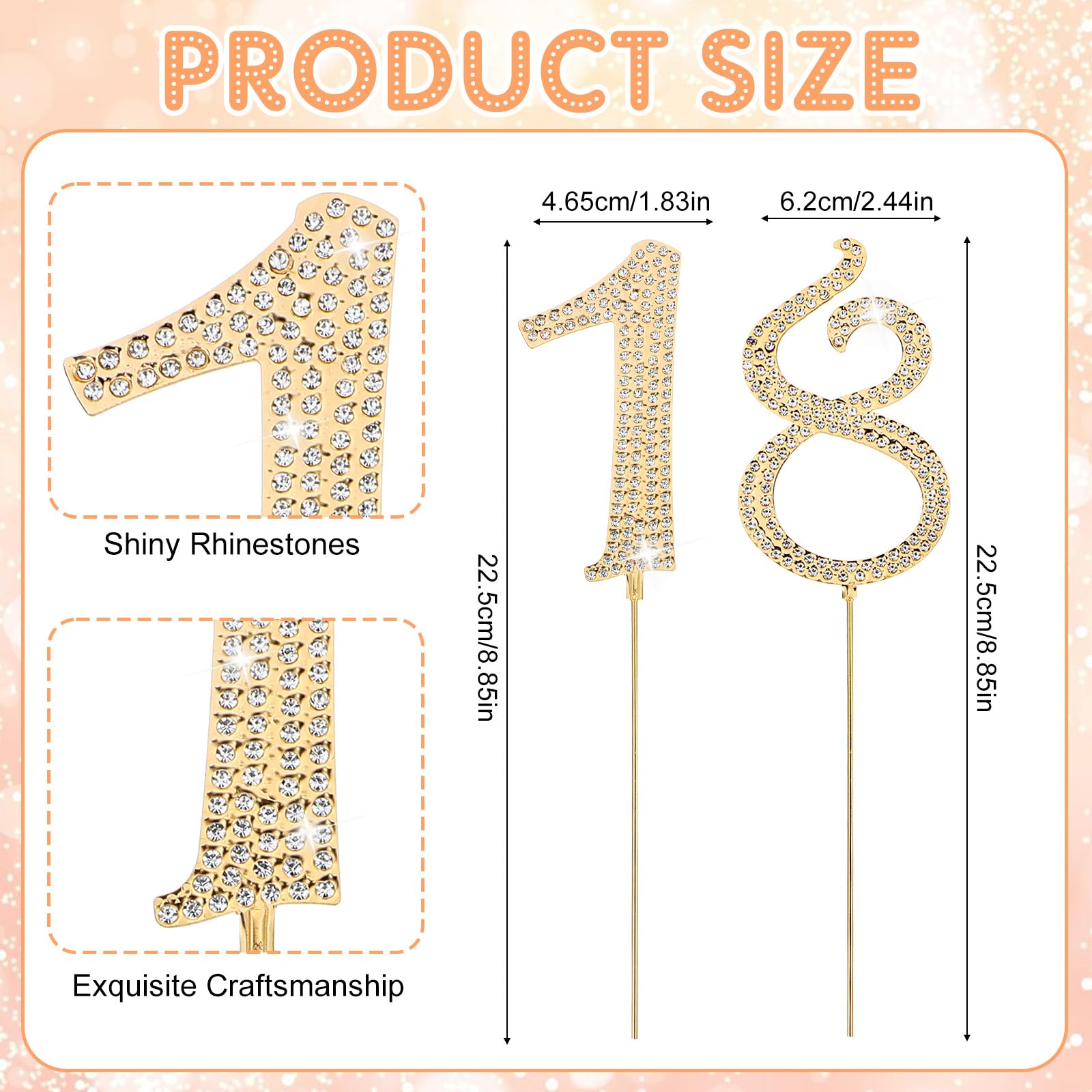 Snapklik.com : Number 18 Cake Topper, Crystal Rhinestones Cake Topper ...