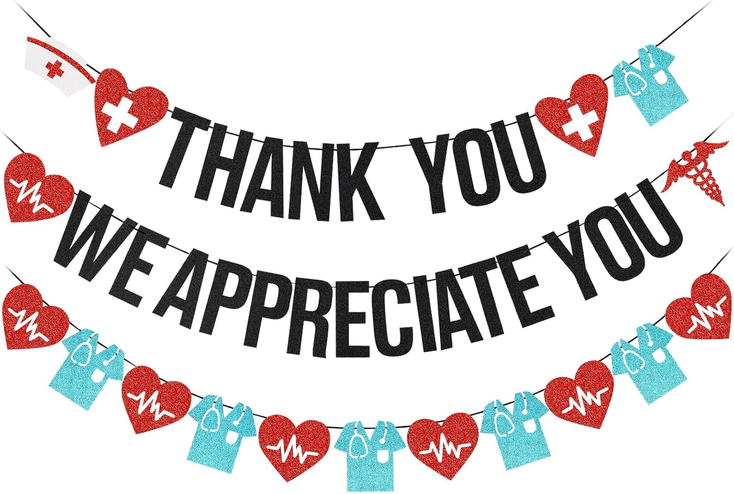 Amazon.com: Black Thank You We Appreciate You Banner, Nurses ...