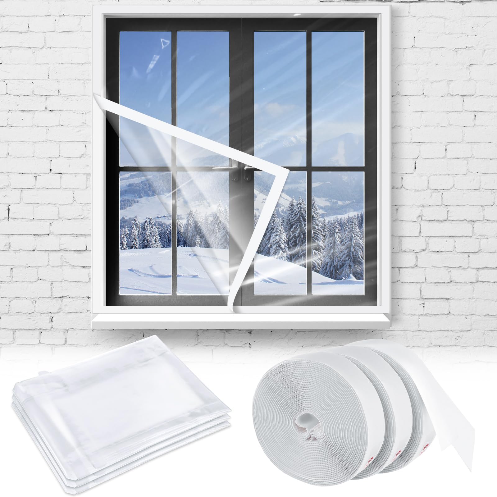 Frienda 3 Pcs 36 x 60 Inch Winter Window Insulation Kit Cuttable ...