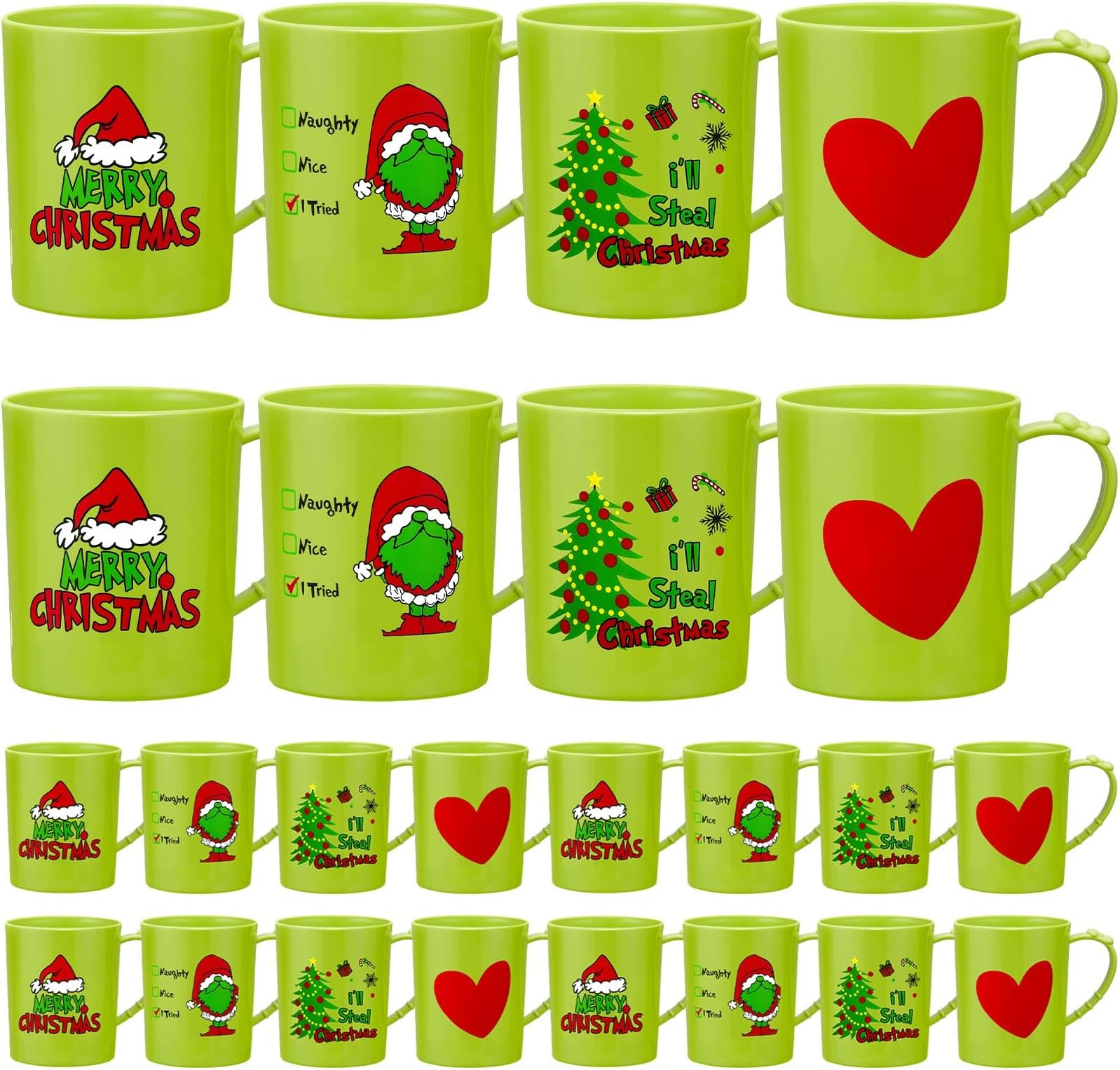 Amazon.com: Sliner 24 Pack Christmas Plastic Mugs Santa Coffee Mugs ...
