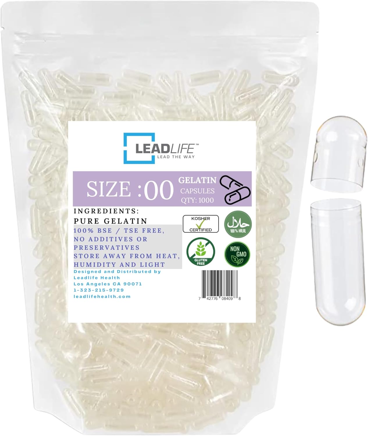 Amazon.com: LEADLIFE Size 00 Empty Capsules - 1000 Count Empty Gelatin ...