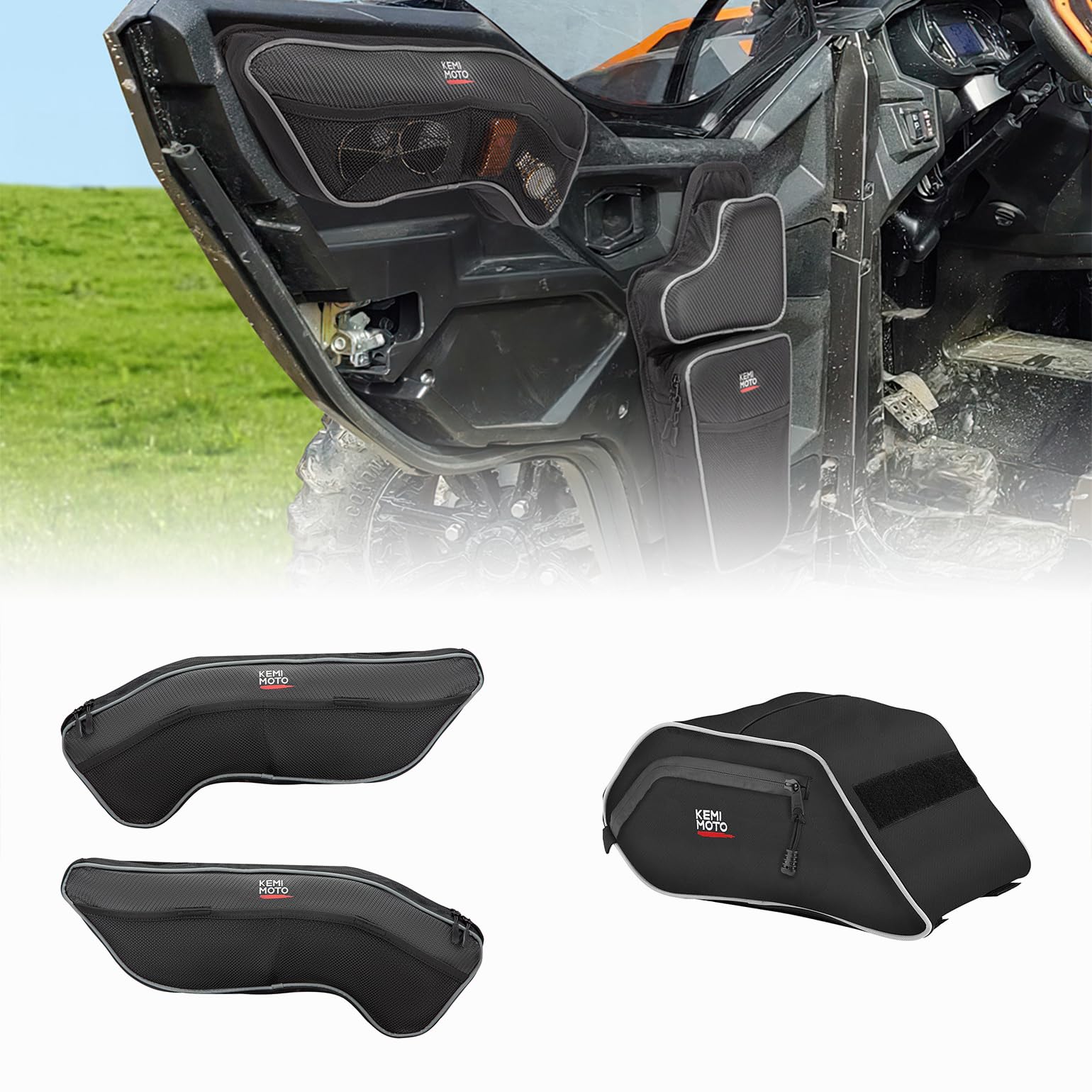Amazon.com: KEMIMOTO UTV Console Storage Bag and Front Upper Door Bags ...