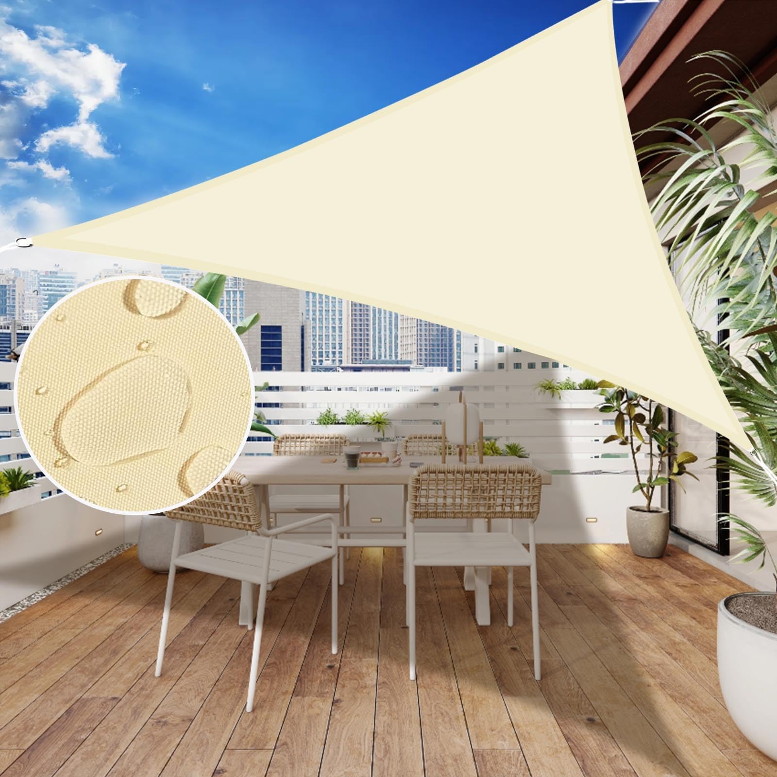 Amazon.com : Sun Shade Sail 10'x10'x10' Beige, Sun Shade 420D, UV ...