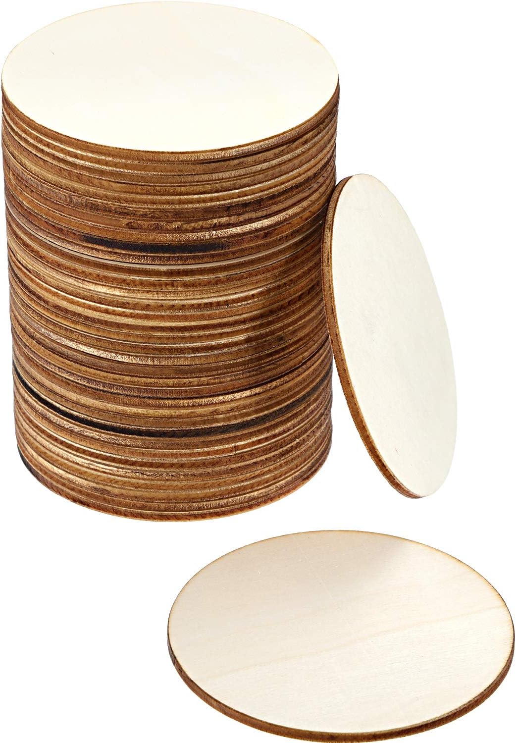 Amazon.com: Boao Unfinished Wood Pieces Circle Round Wood Craft Blank ...