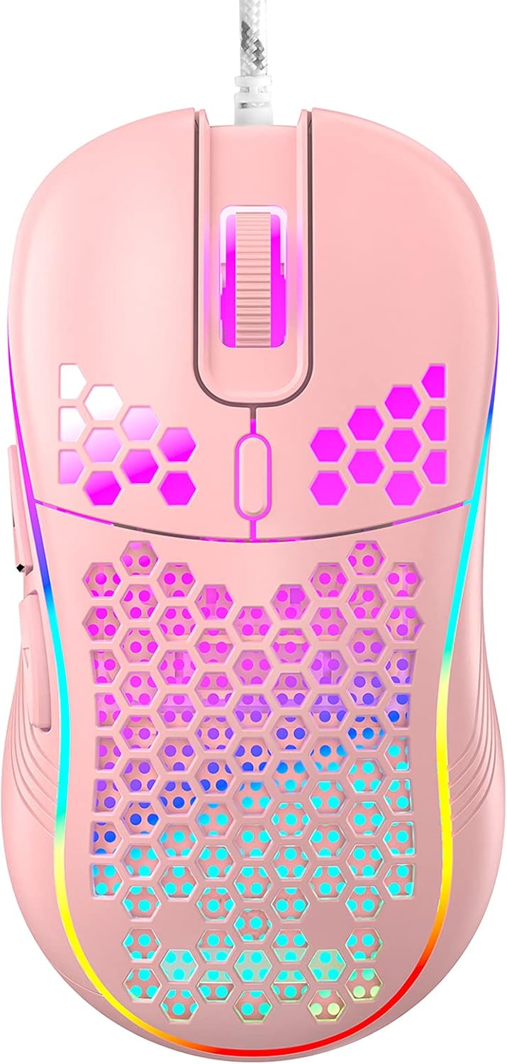 Amazon.com: Honeycomb Wired Gaming Mouse with RGB On/Off Switch, 7200 Adjustable DPI, Ergonomic ...