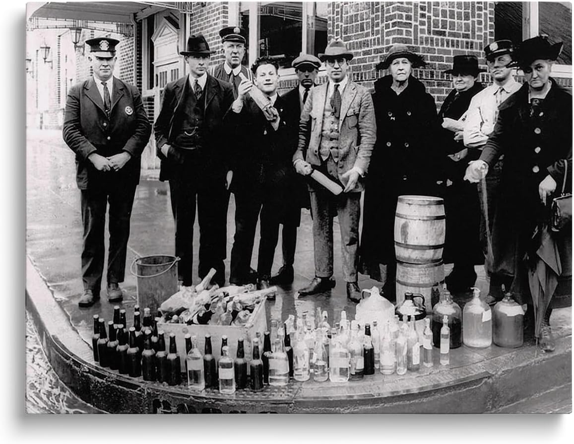 Amazon.com: Prohibition Wall Art, No Liquor Sign, Black and White Art ...