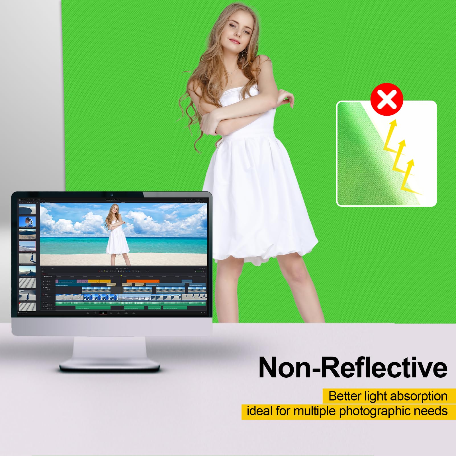 Snapklik.com : EMART 5x6.5ft Green Screen Backdrop, Non-Woven Fabric ...