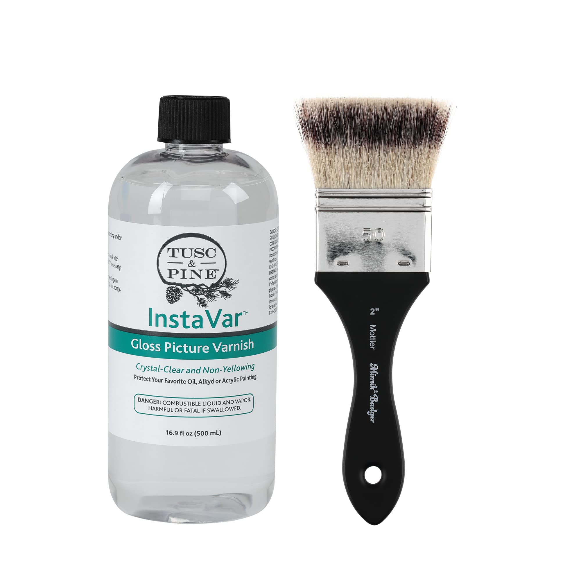 Tusc & Pine InstaVar Varnish & Mottler #2 Brush - Archival Quality ...