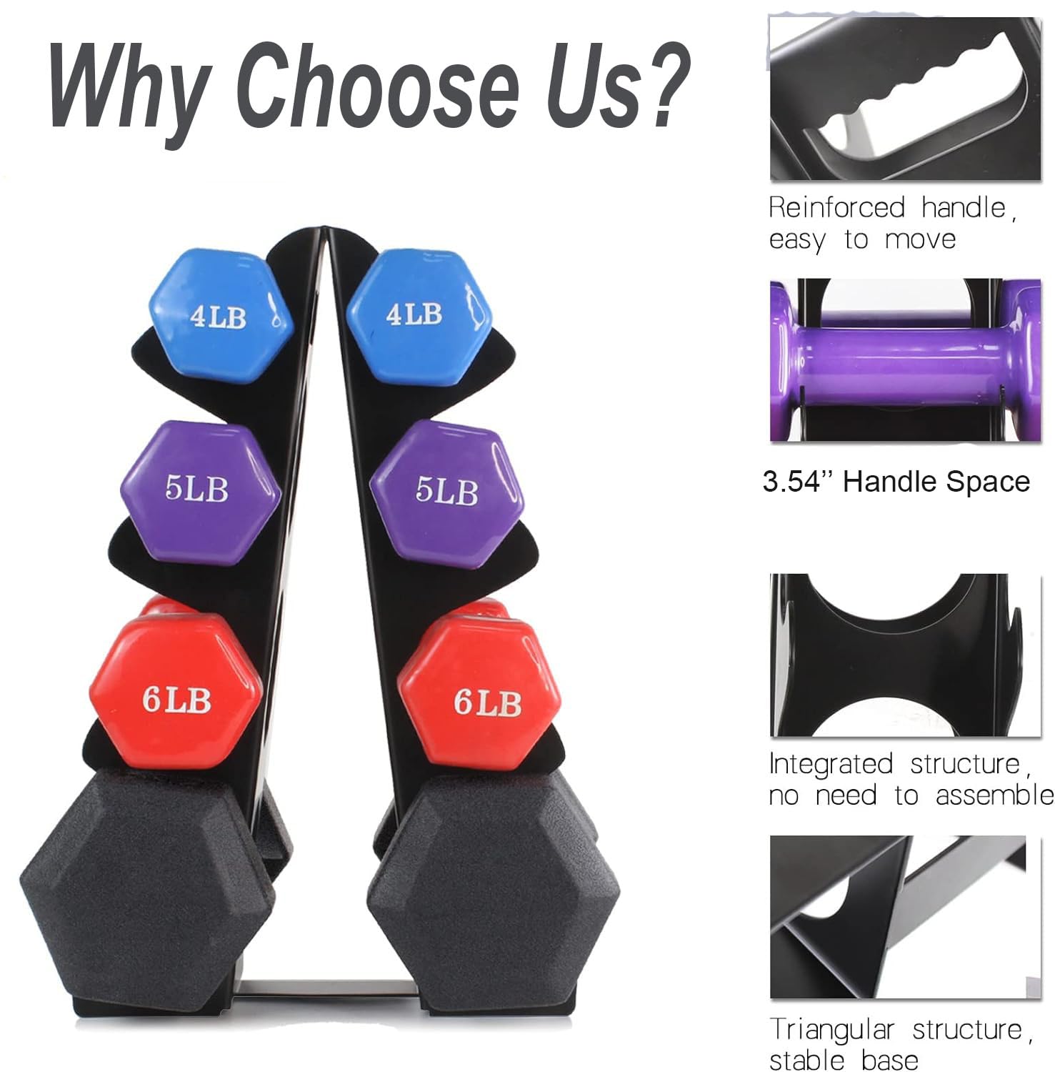 Snapklik.com : Weight Rack For Dumbbells, 4 Tier A-Frame Unibody ...