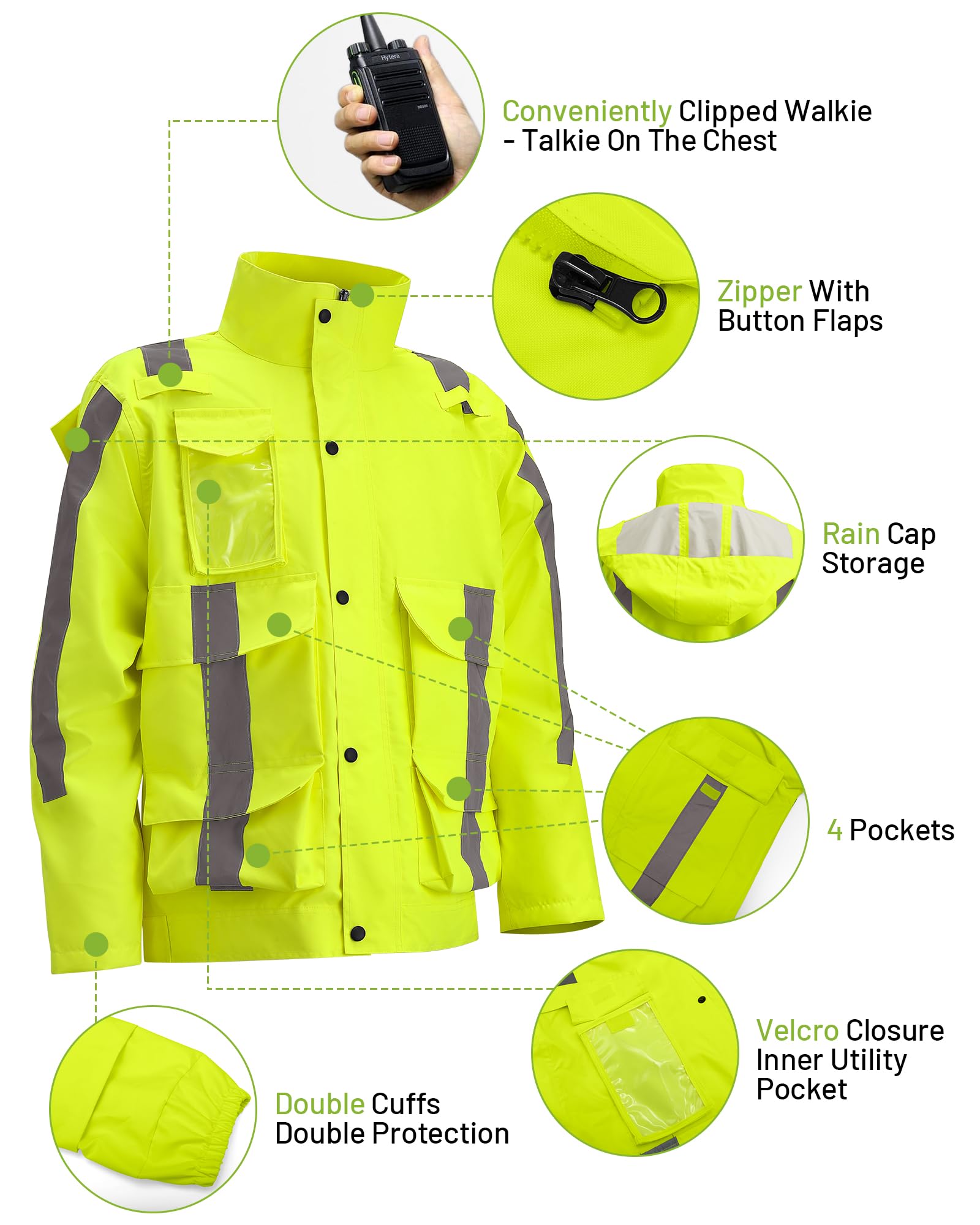 Snapklik.com : 300D Hi Vis Rain Gear, Rain Suits For Men Waterproof ...