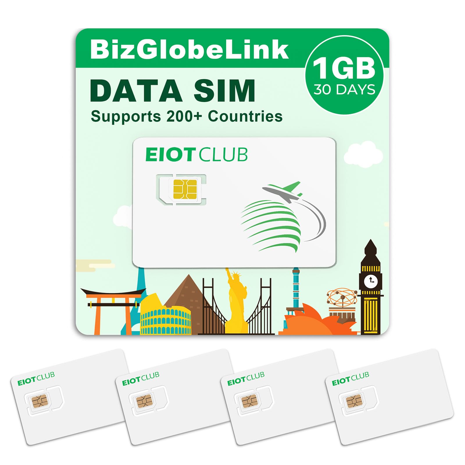 Amazon.com: EIOTCLUB 4 Pack International Data SIM Card, Travel SIM ...