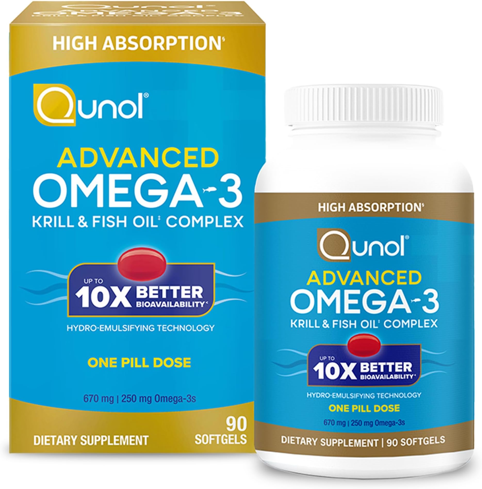Amazon.com: Qunol Advanced Omega 3 Krill and Fish Oil Complex, 10x ...