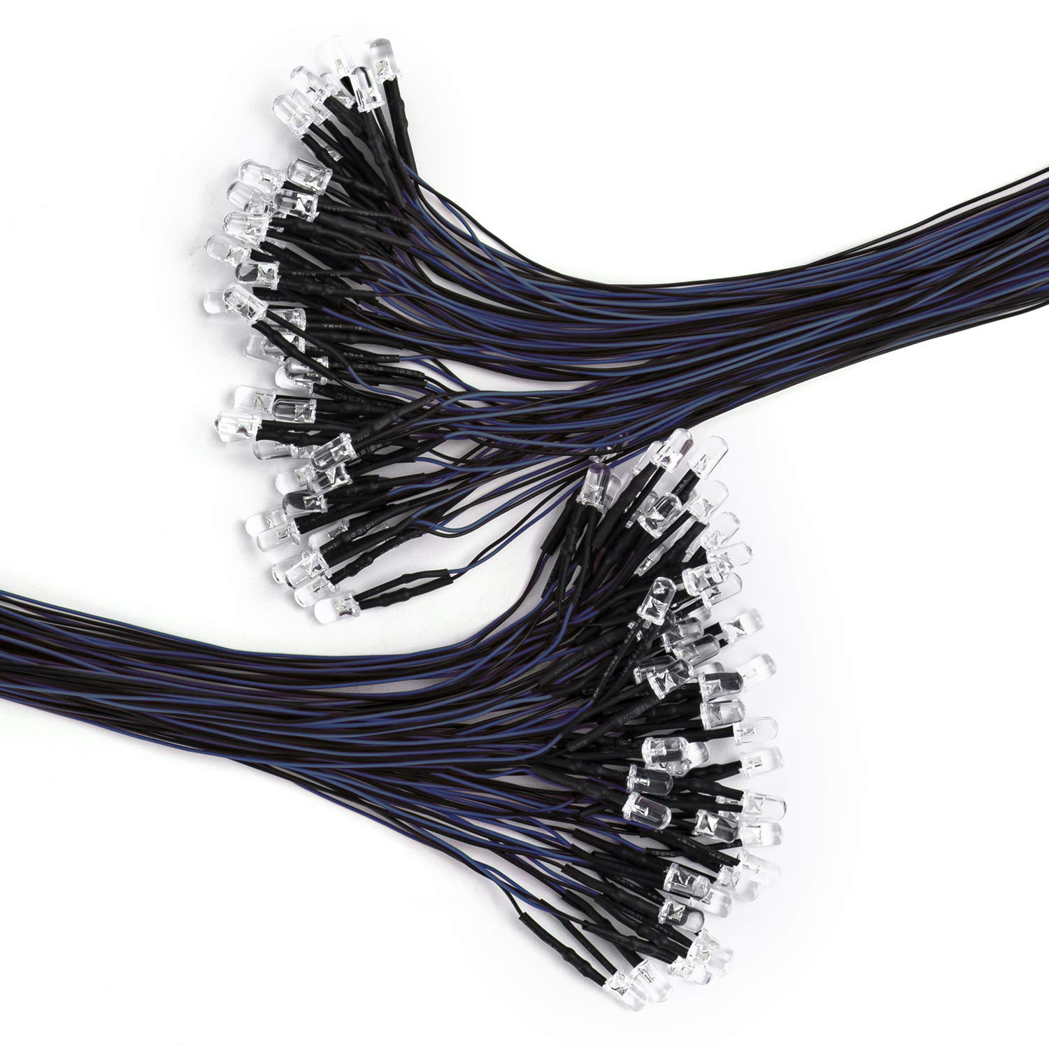 Snapklik.com : 100Pcs 5MM Pre Wired 12V Blue Light LED Diodes, 9.4 Inch ...