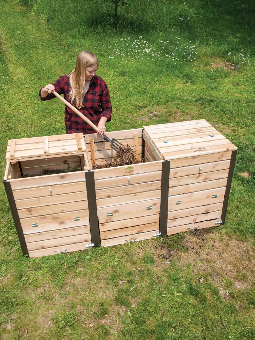 Amazon.com : Gardener's Supply Company Cedar 3 Bin Composter | Heavy ...