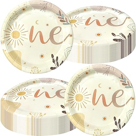 Amazon.com: Visroco 40 Pcs 9 Inch First Trip Around The Sun Plates,Boho ...