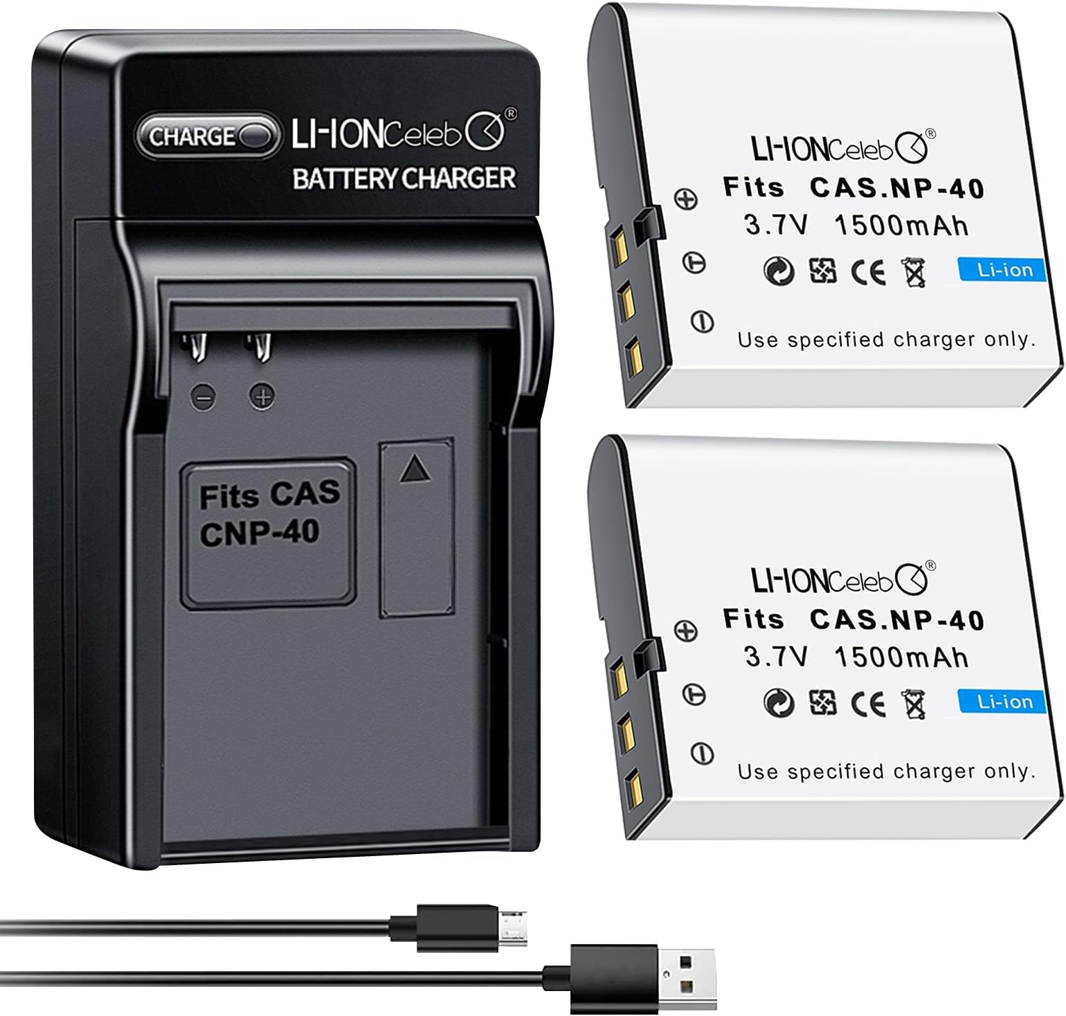 Li-ion Celeb NP-40 Replacement Battery (2 Pack) +Quick Charger Set ...