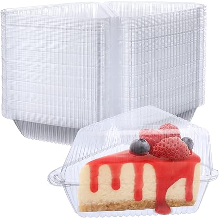 Amazon.com: 25 Cake Slice Containers with Lids | Hinged Medium ...
