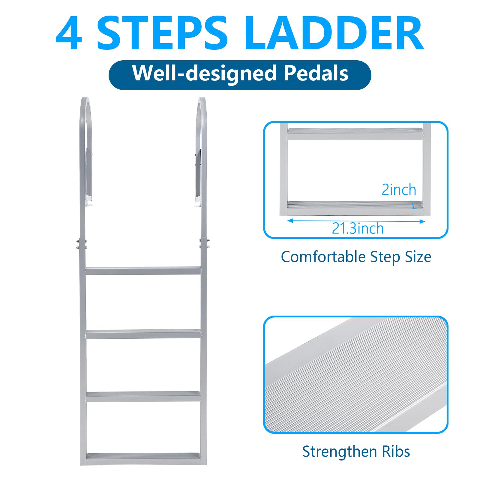 Snapklik.com : Flip Up Dock Ladder 3/4/5 Steps,Pontoon Boat Ladder