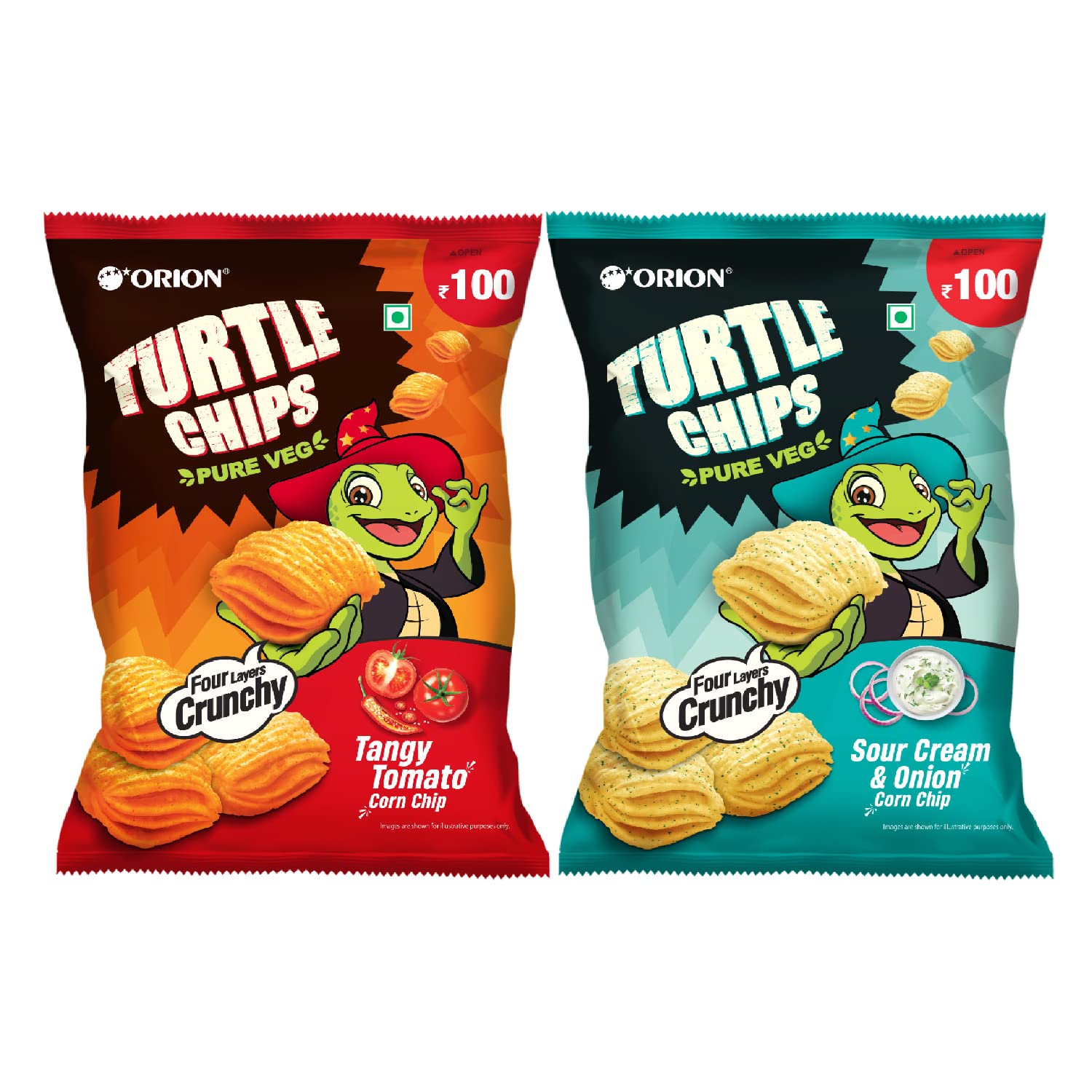 Buy Orion Turtle Chips Party pack (Pack of 2) - Tangy Tomato & Sour ...