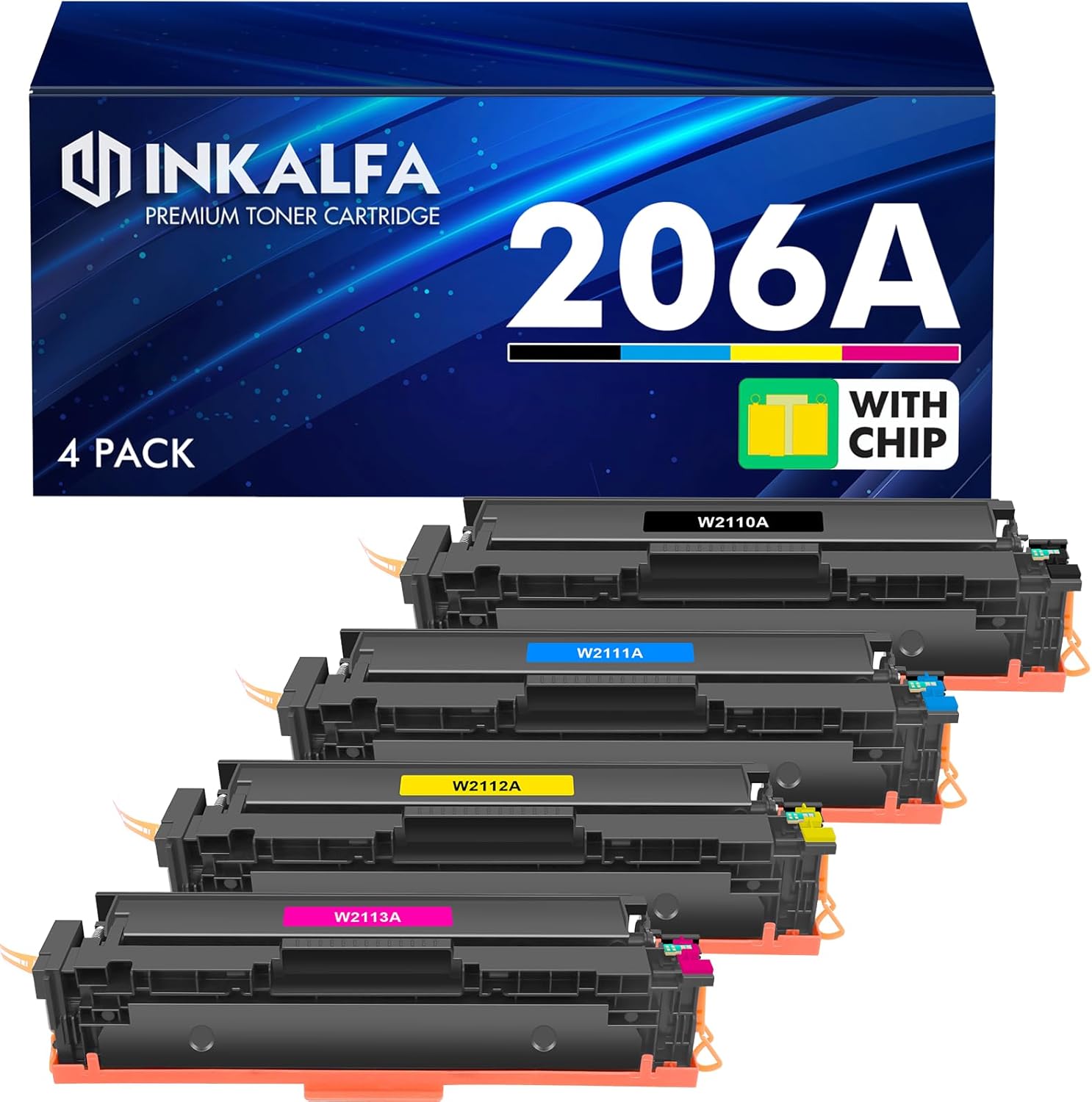206A 206X Toner Cartridges 4 Pack(with Chip) Replacement for HP 206A ...