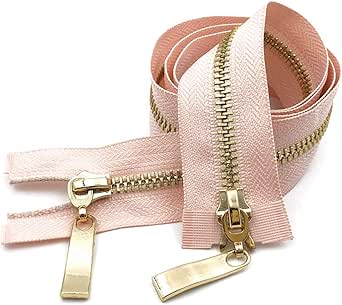 Amazon.co.jp: 1 Piece 80/100/120cm Automatic Locking Metal Zipper Gold ...