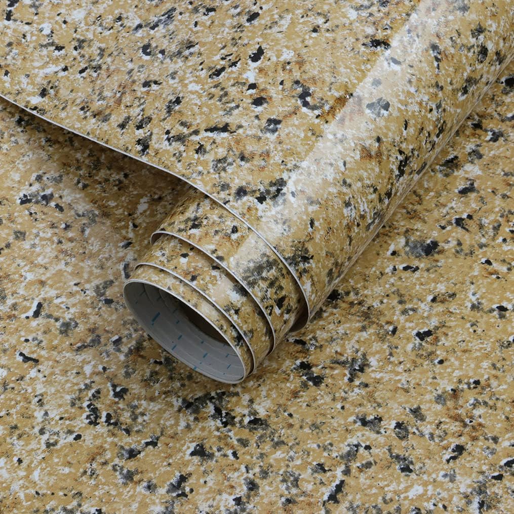 Timeet Brown Marble Paper Granite Contact Paper for Countertops Cabinet ...