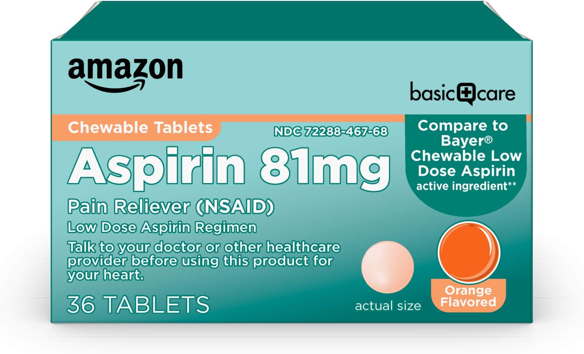 Amazon.com: Amazon Basic Care Low Dose Chewable Aspirin 81 mg Tablets ...