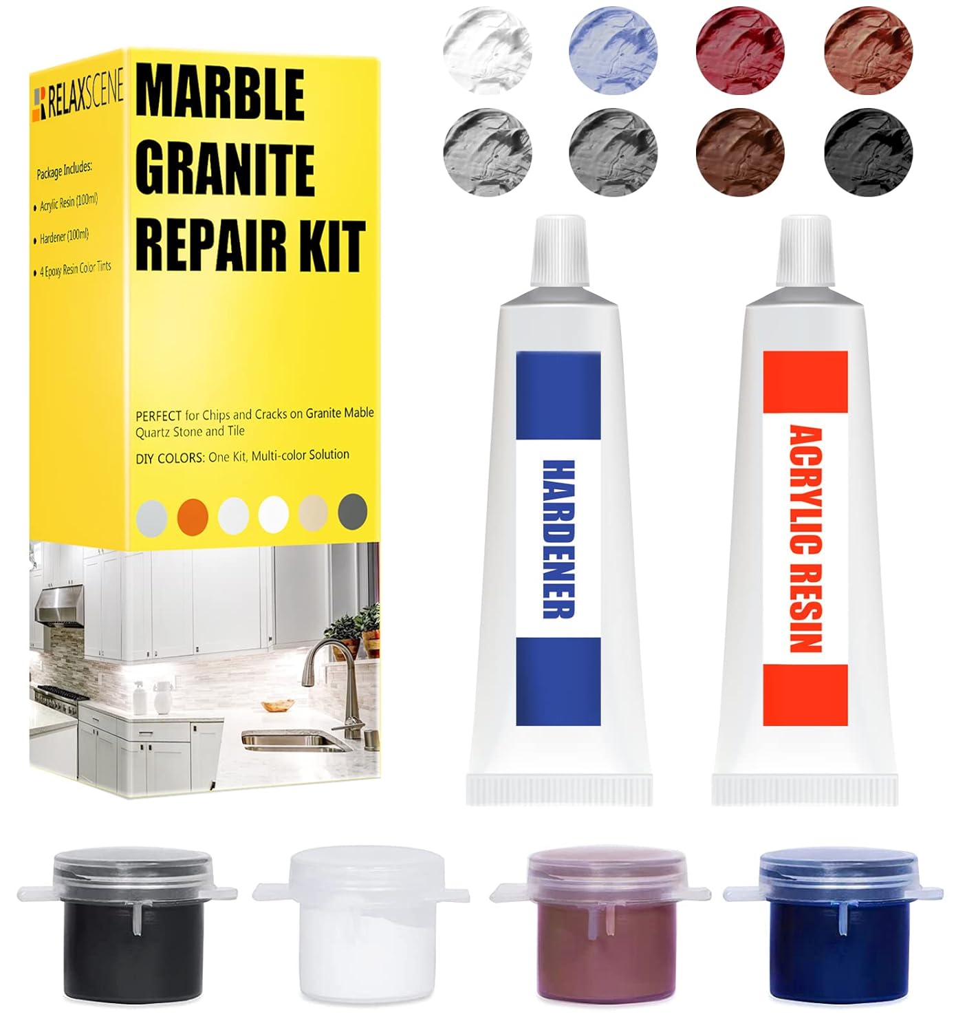 Marble Repair Kit - Epoxy Granite Repair Kit for Corian, Edge Chips ...
