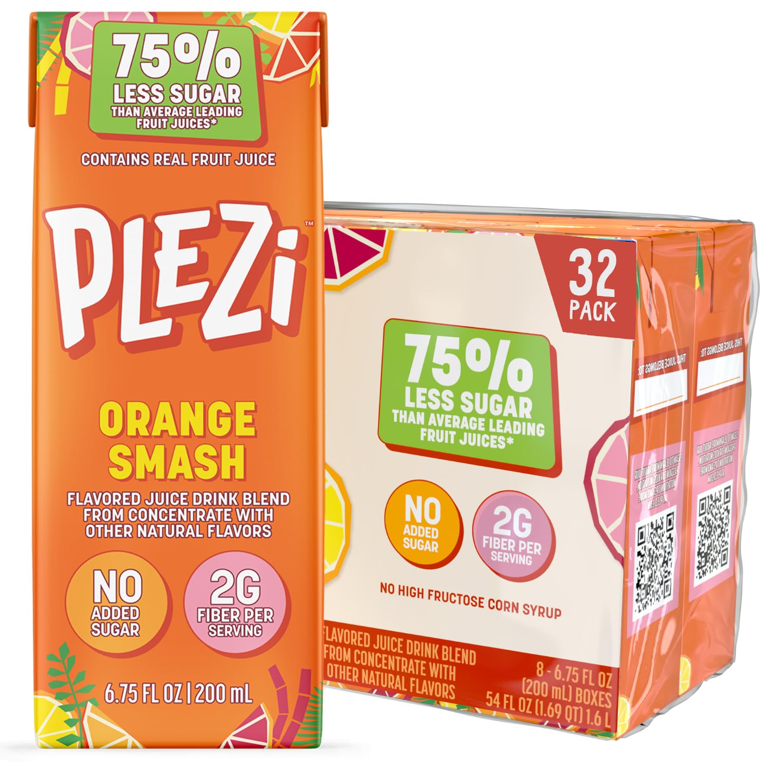 Amazon.com : PLEZi Fruit Juice Boxes For Kids, Orange Smash – Low Sugar ...