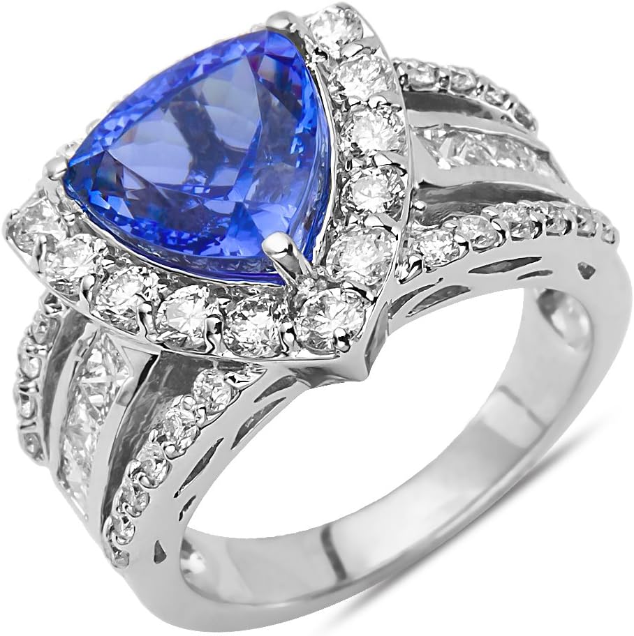 Amazon.com: 1 5/8CT Diamond Fashion Ring with Tanzanite 14k White Gold ...