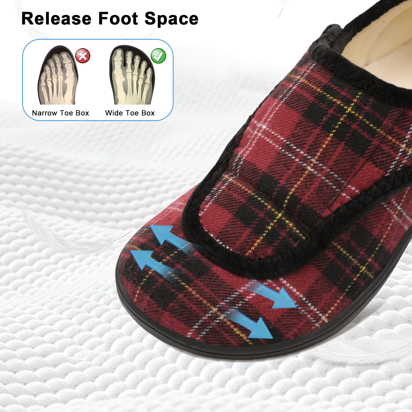 Snapklik.com : Mens Slippers Wide Width Comfy Diabetic Orthopedic Shoes Adjustable House ...