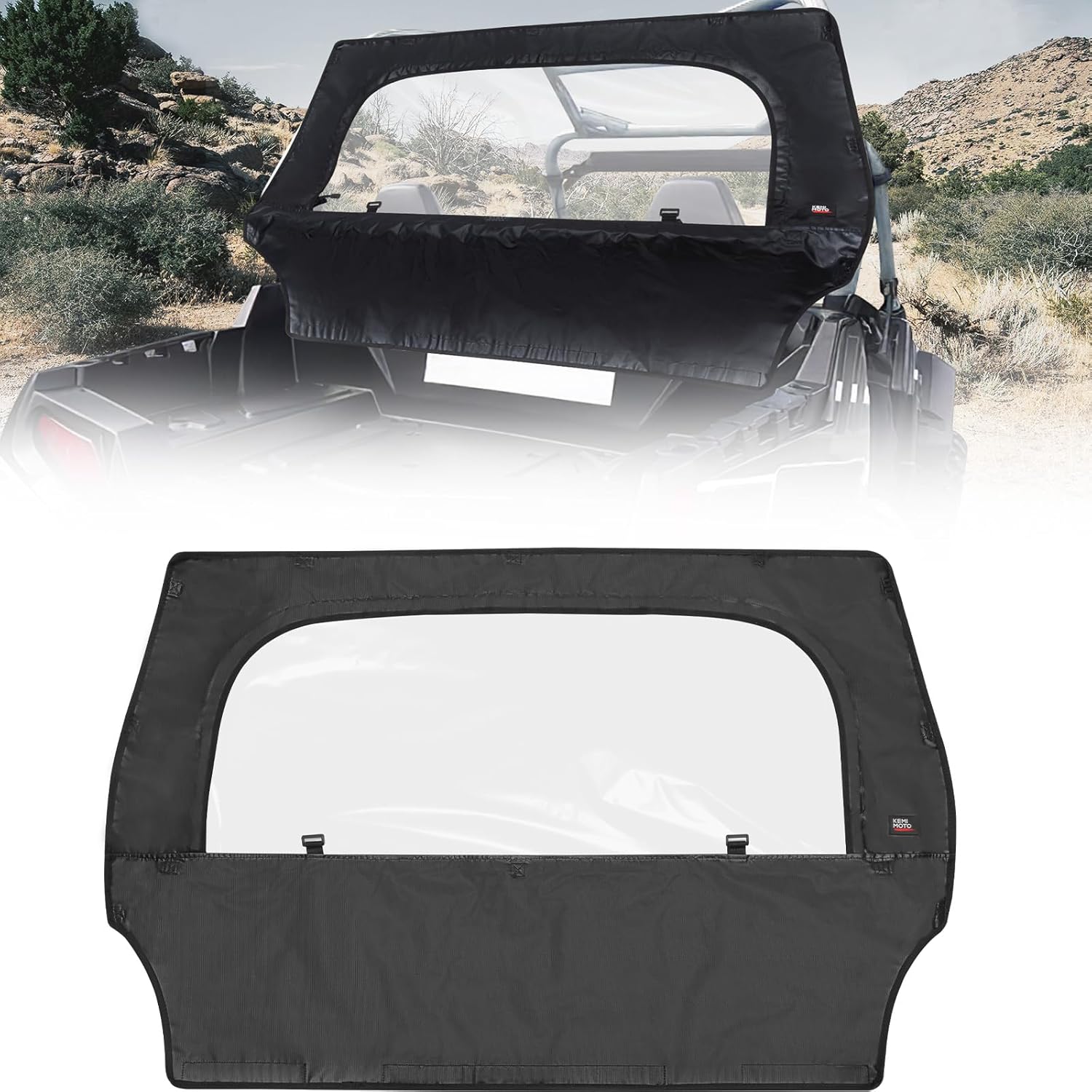 KEMIMOTO UTV Rear Soft Windshield with Zipper Window Waterproof 2 IN 1 ...