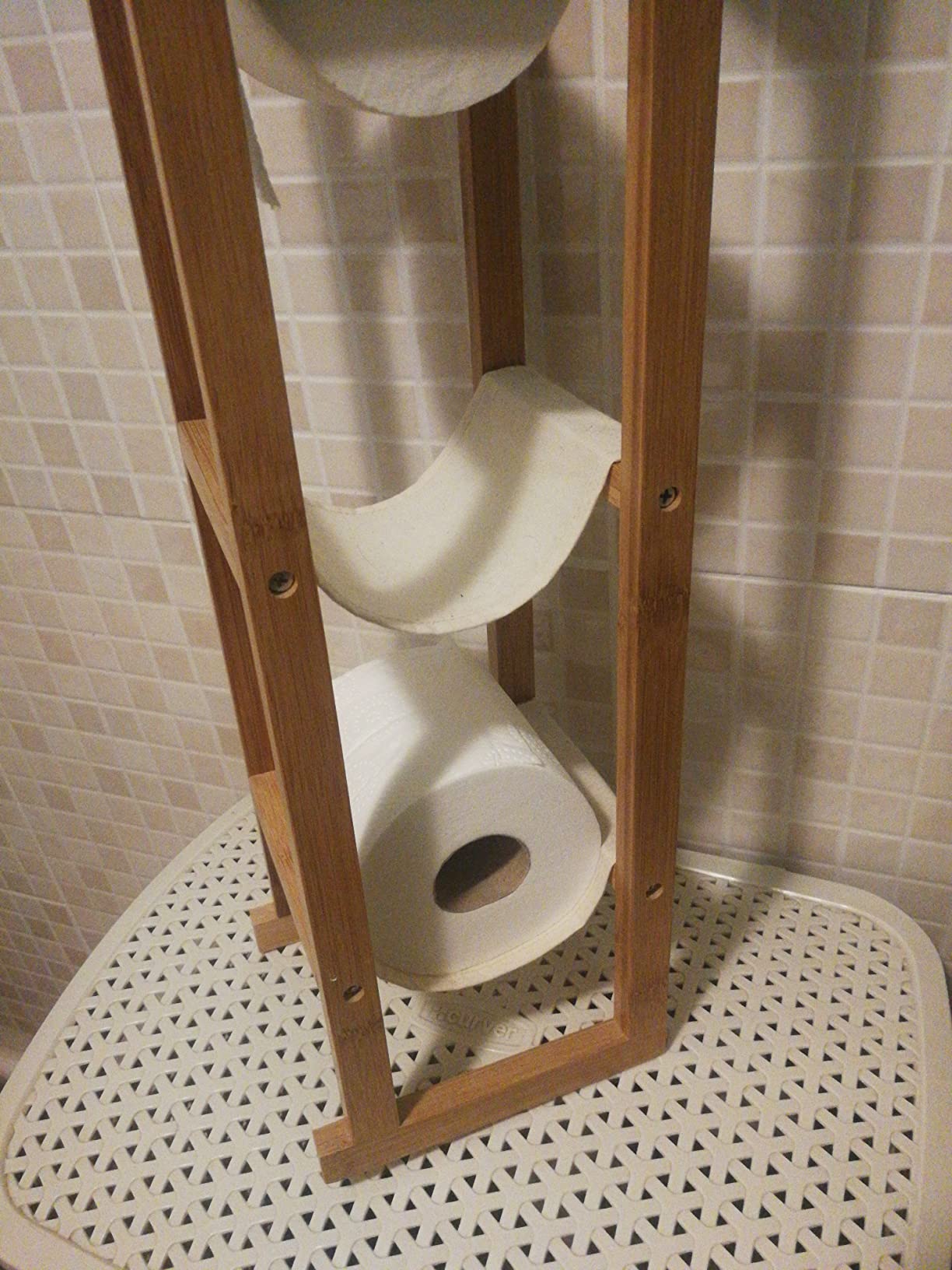 Toilet roll stand Holder, Bamboo Wood Classic Design Tissue Storage ...