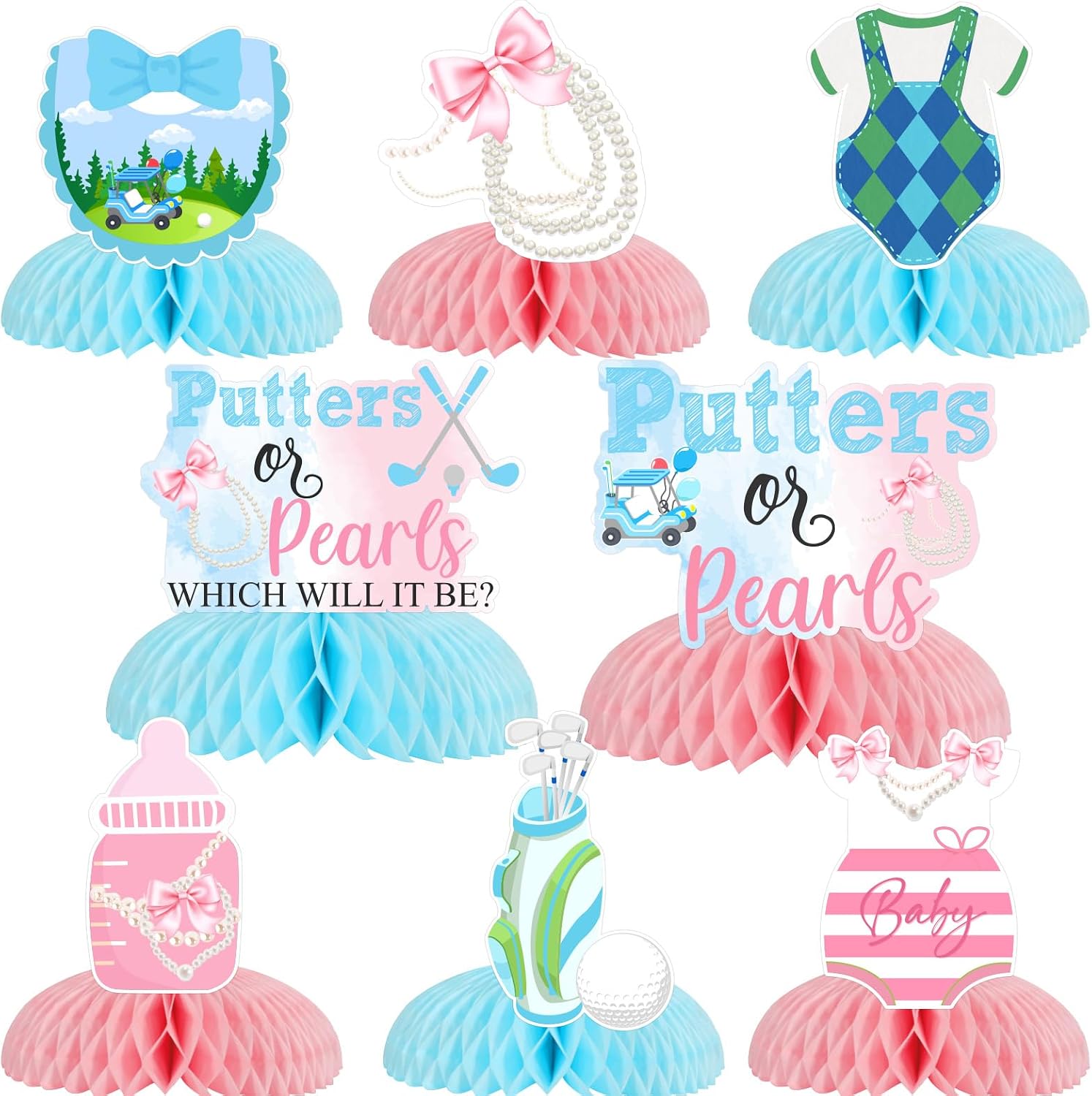 Amazon.com: kreat4joy Golf Ball Gender Reveal Decorations, 8pcs Putters ...