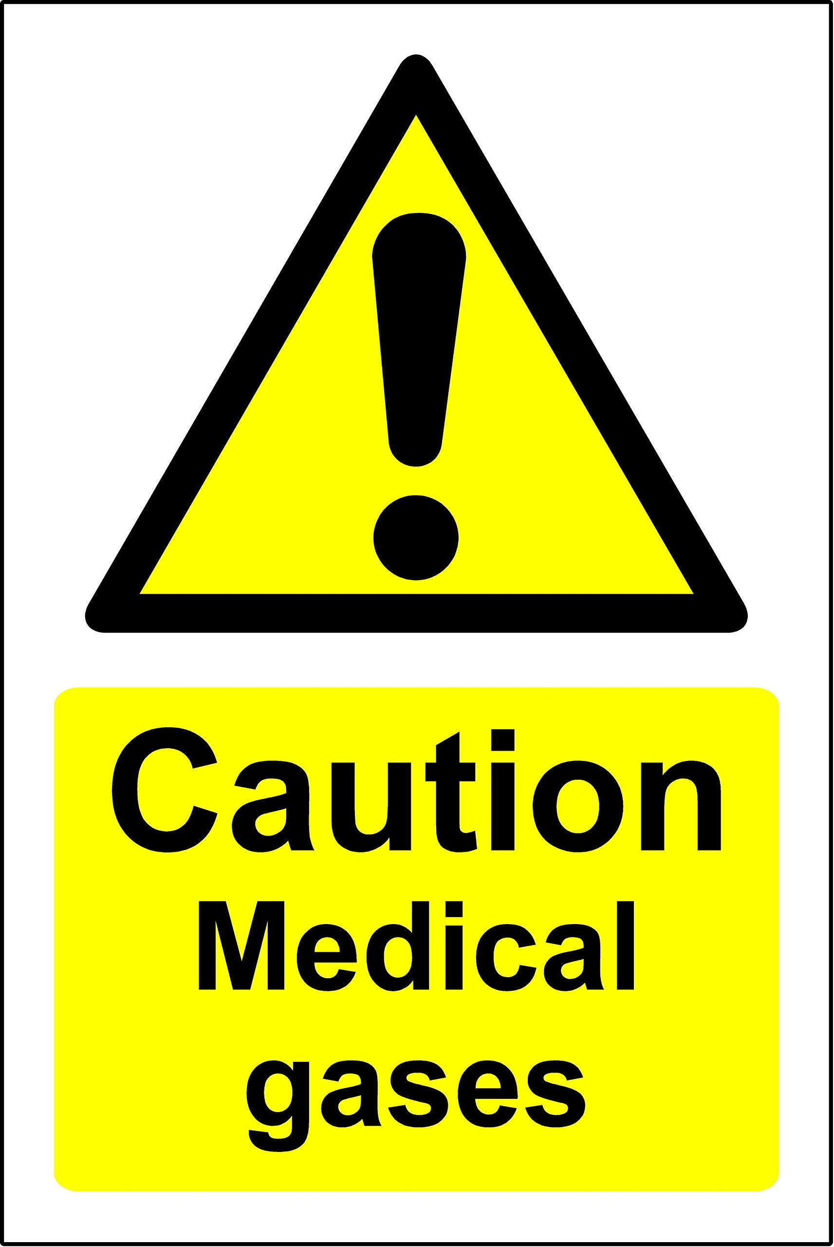 Caution medical gases Safety sign - Self adhesive sticker 150mm x 200mm ...