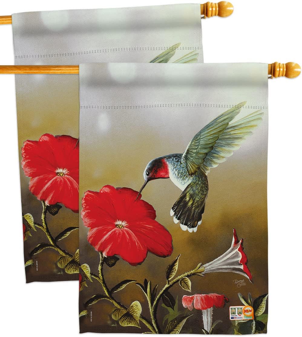 Amazon.com : Birds Ruby Hummingbird House Flags 2 pcs Pack Garden ...