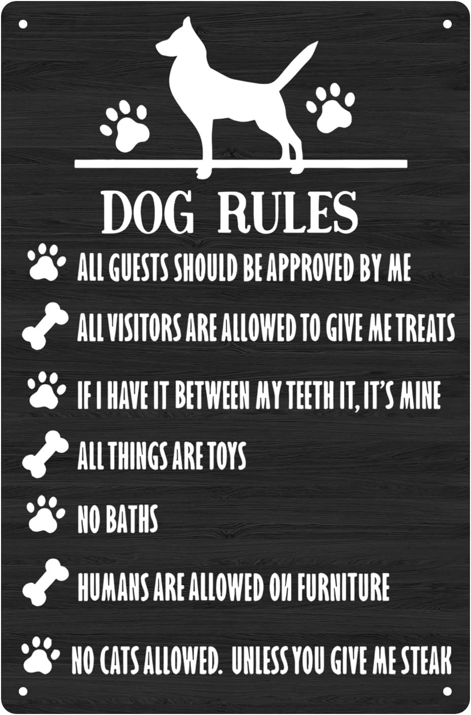 Amazon.com: Dog Sign Funny Dog Rules Tin Sign Novelty Wall Art ...