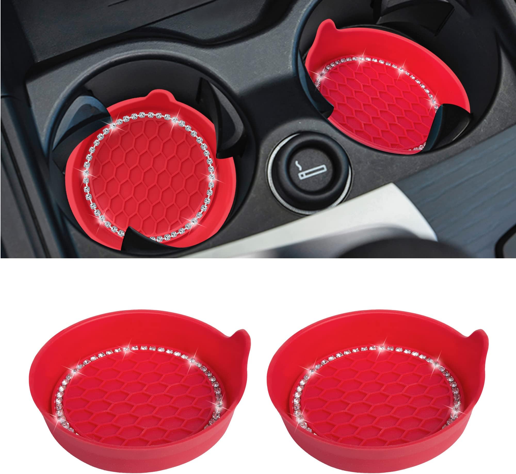Amazon.com: OBVIS 4 Pack RED Universal Car Cup Holder Coasters Anti ...